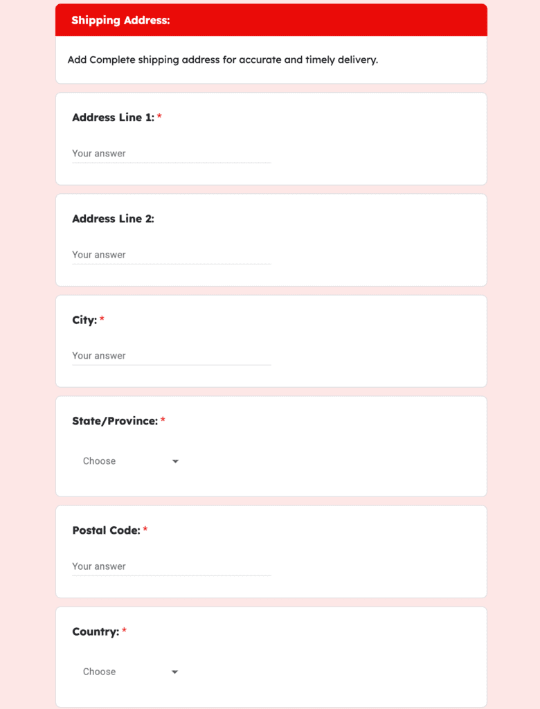 Free T Shirt Pre Order Form Template in Google Forms