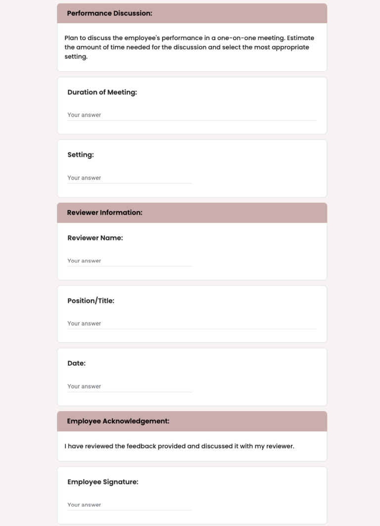 Free Annual Peer Performance Evaluation Form Template in Google Forms