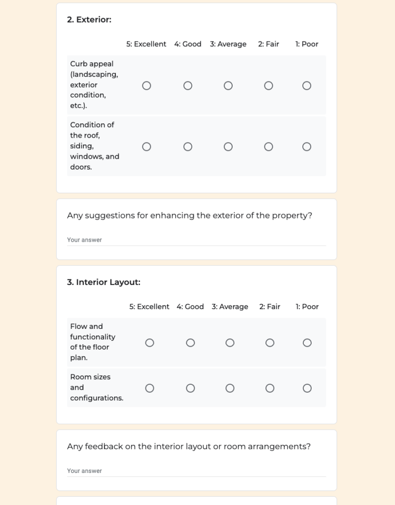 Free Broker Tour Feedback Form Template in Google Forms