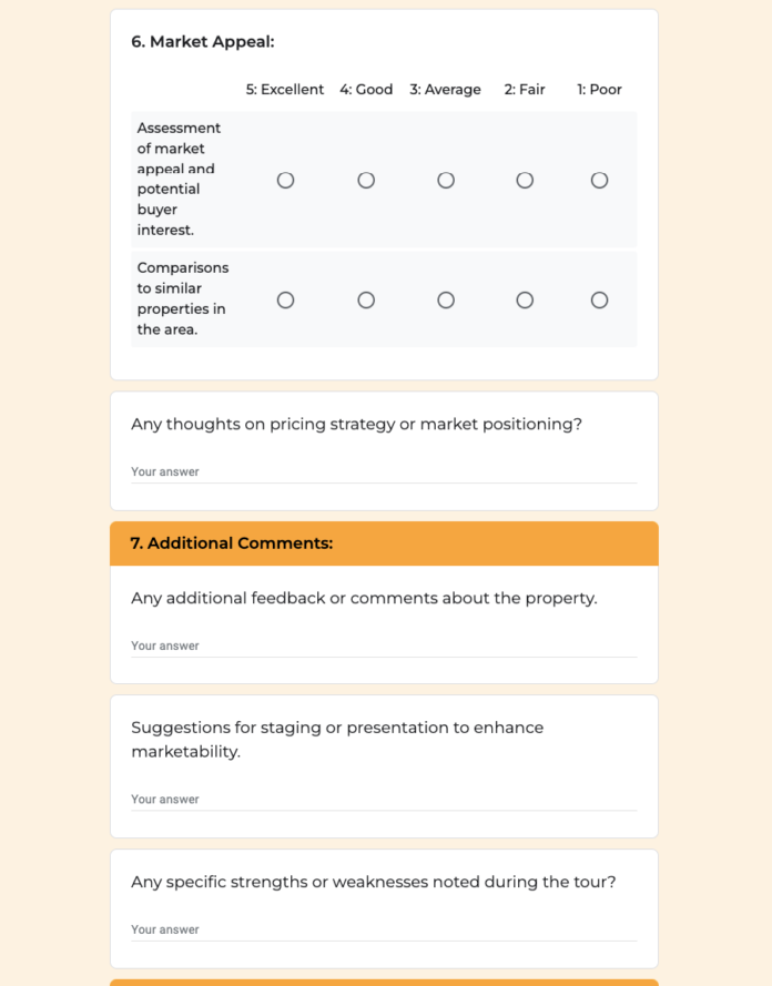Free Broker Tour Feedback Form Template in Google Forms