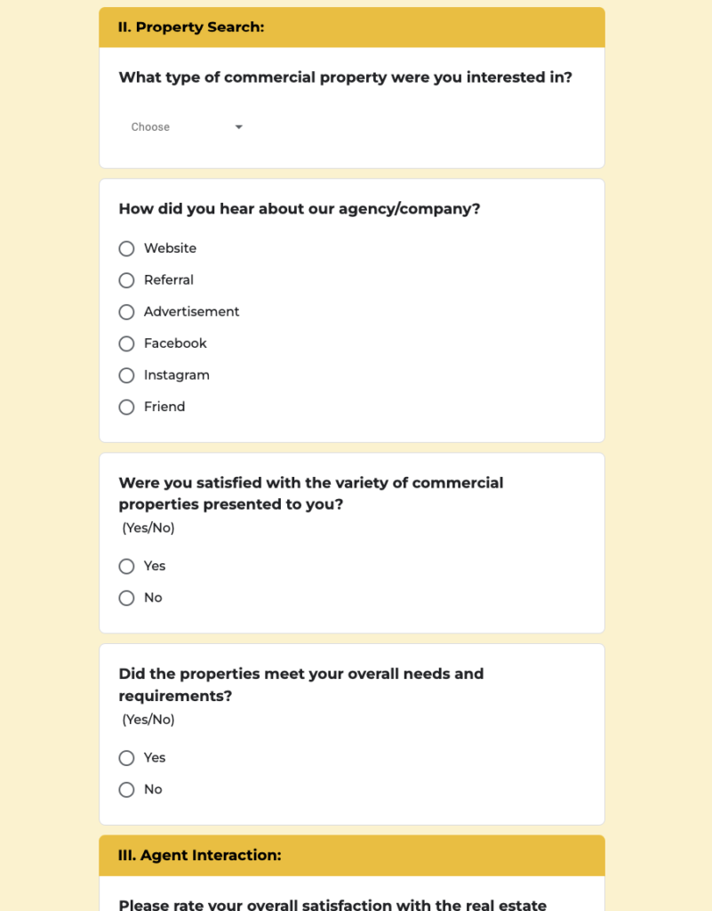 Free Commercial Property Feedback Form Template in Google Forms