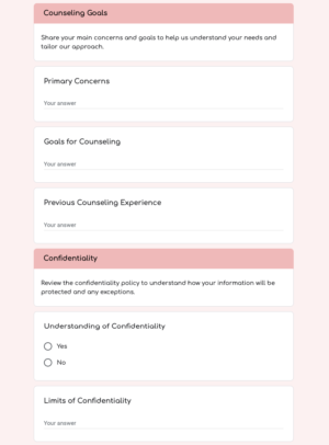 Free Counseling Informed Consent Form Template in Google Forms