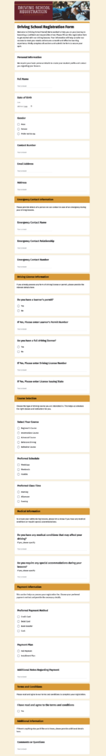 Free Driving School Registration Form Template in Google Forms