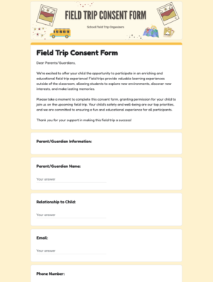 Free Field Trip Consent Form Template in Google Forms