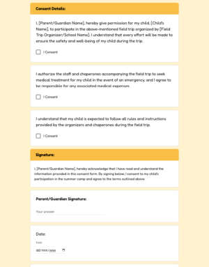 Free Field Trip Consent Form Template in Google Forms