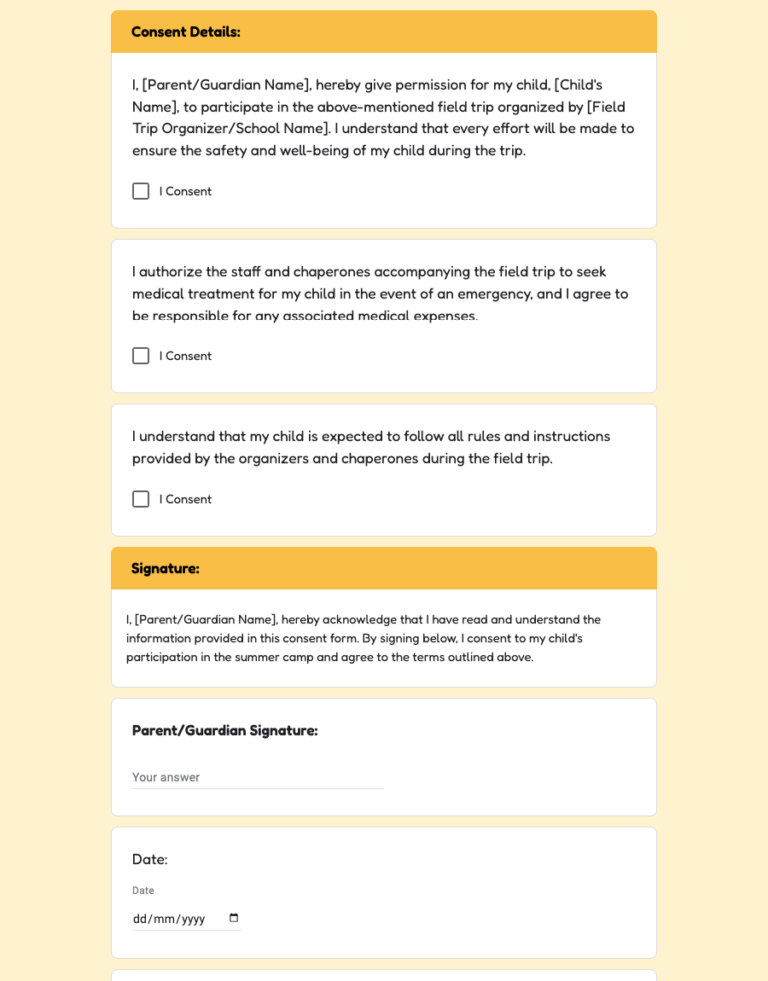 FREE Field Trip Consent Form, Template in PDF & Google Forms » GooForms