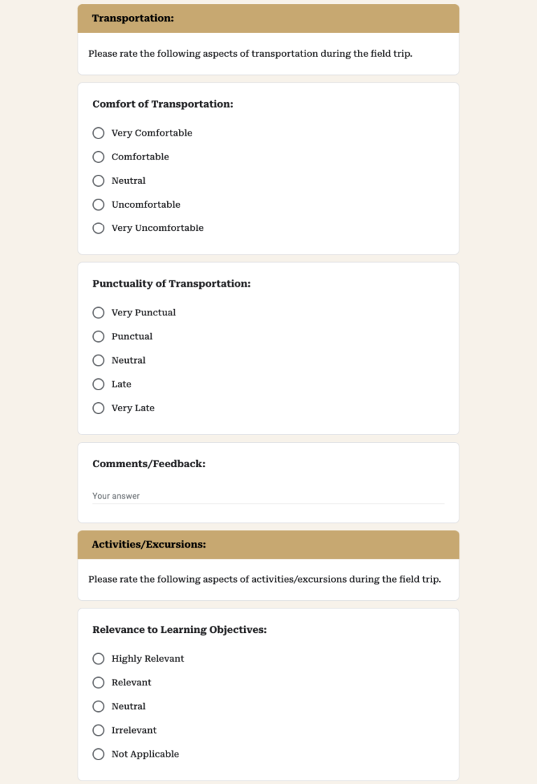 Free Field Trip Feedback Form Template in Google Forms