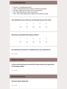 Free Fitness Class Evaluation Form Template in Google Forms