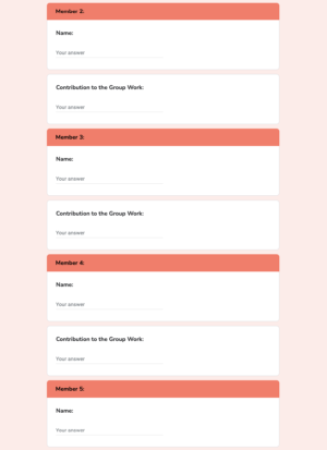 Free Group Work Evaluation Form Template in Google Forms