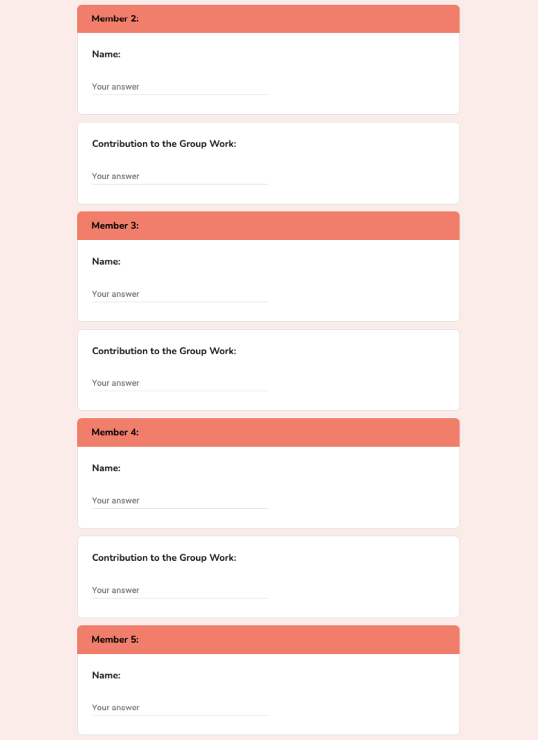 Free Group Work Evaluation Form Template in Google Forms