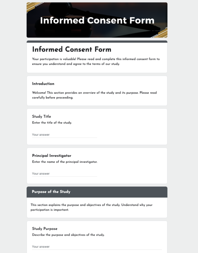 Free Informed Consent Form Template in Google Forms