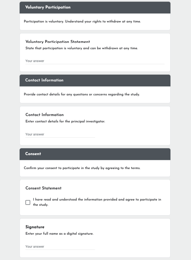 Free Informed Consent Form Template in Google Forms