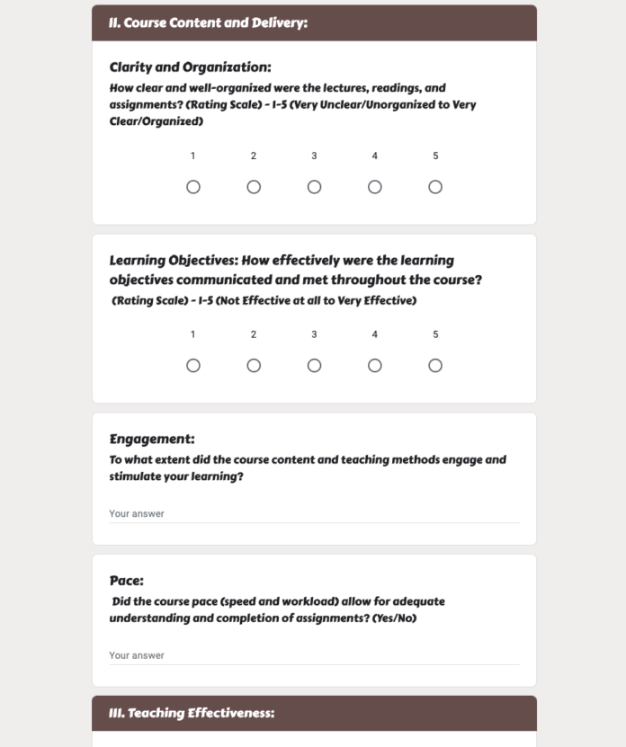 Free Professor/ Instructor Feedback Form Template in Google Forms
