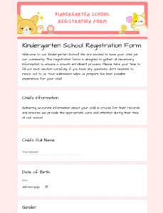 Free Kindergarten School Registration Form » GooForms