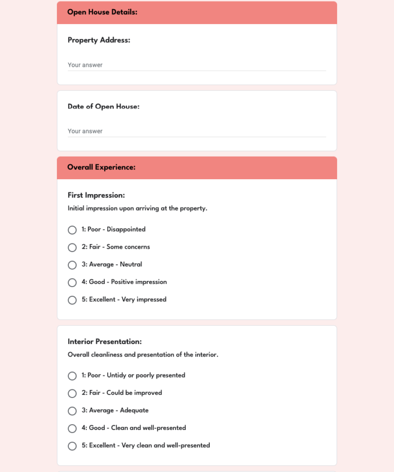 Free Open House Feedback Form Template in Google Forms