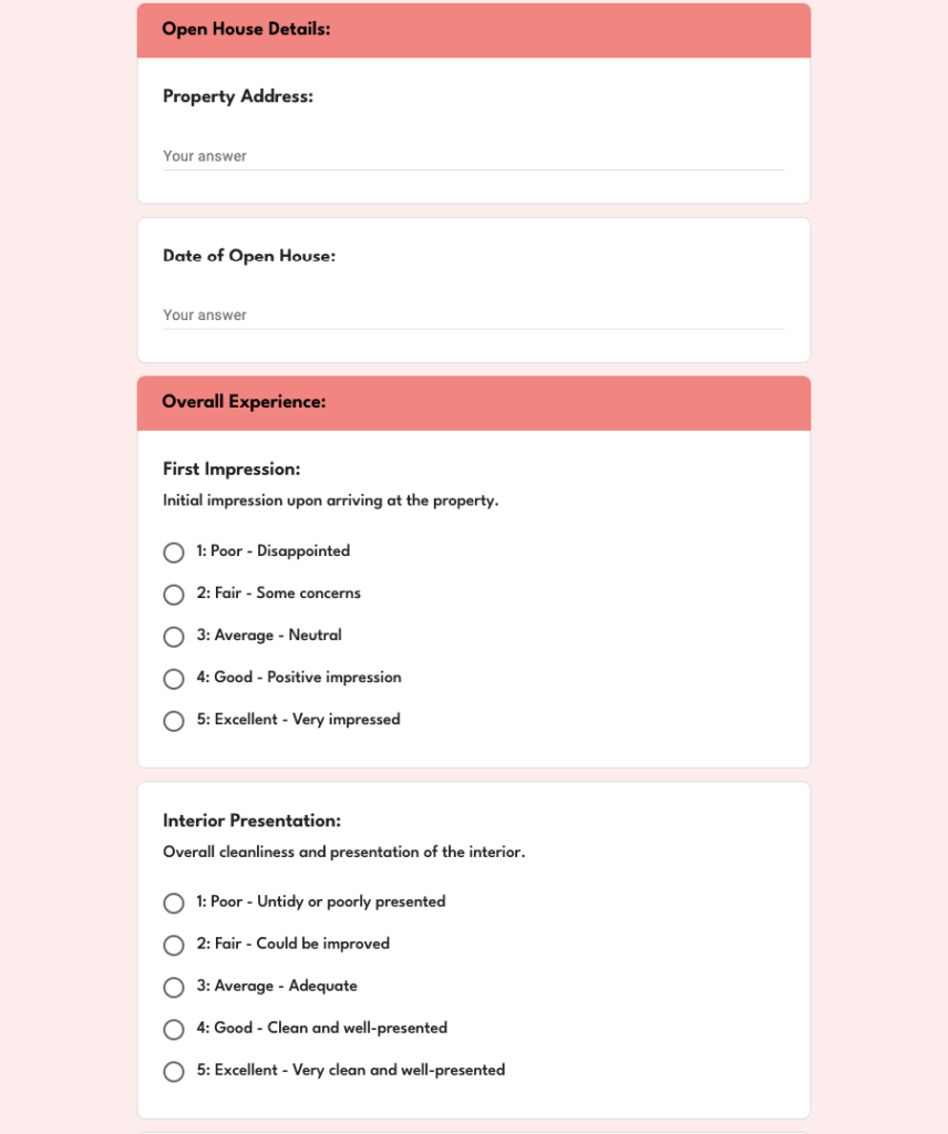 Free Open House Feedback Form Template in Google Forms