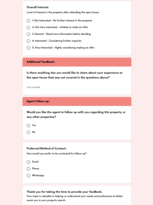 Free Open House Feedback Form Template in Google Forms