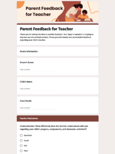 FREE Parent Feedback Form for Teacher, Template in PDF & Google Forms ...