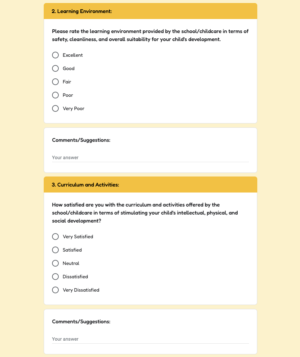 Free Parent Feedback form for Child Template in Google Forms