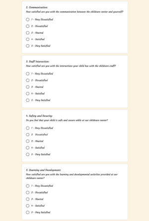 Free Parent Feedback form for Childcare Template in Google Forms