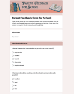 Free Parent Feedback form for School Template in Google Forms
