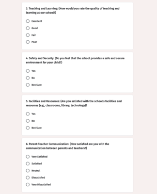 Free Parent Feedback form for School Template in Google Forms
