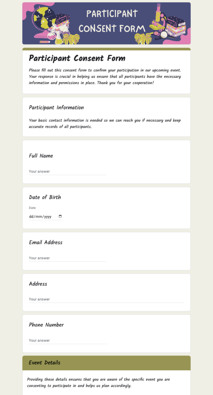 Free Participant Consent Form Template in Google Forms
