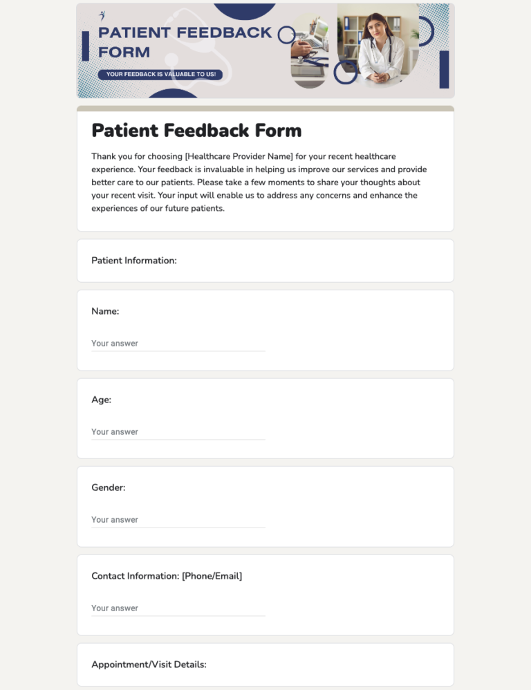 Free Patient Feedback Form Template in Google Forms