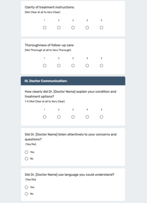 Free Patient Feedback Form for Doctor Template in Google Forms