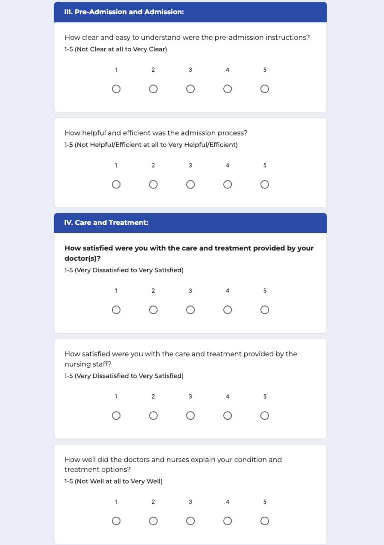 Free Patient Feedback Form for Hospital Template in Google Forms