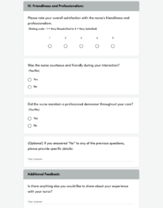 Free Patient Feedback Form for Nurse Template in Google Forms