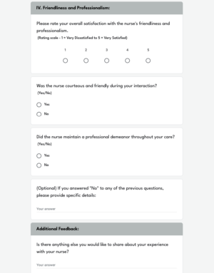 Free Patient Feedback Form for Nurse Template in Google Forms