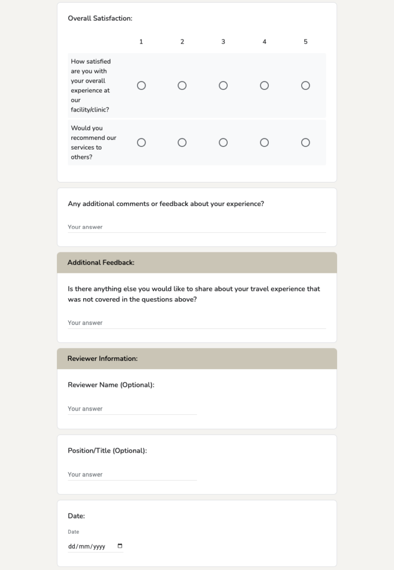Free Patient Feedback Form Template in Google Forms