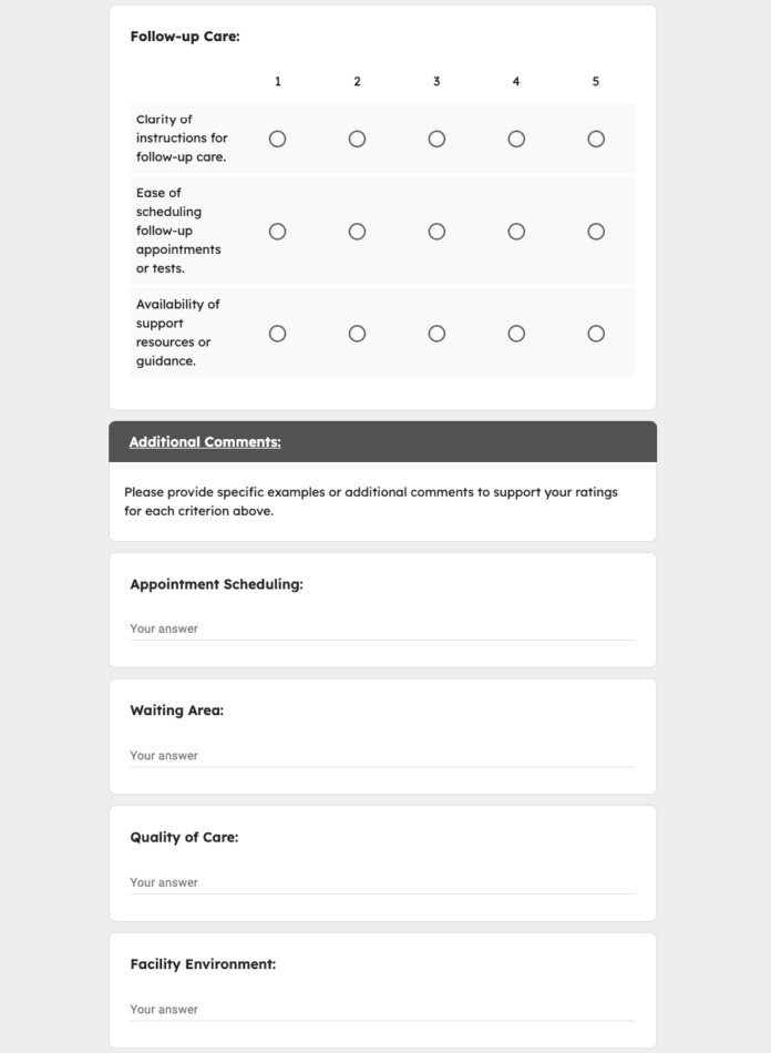 Free Patient Peer Feedback Form Template in Google Forms