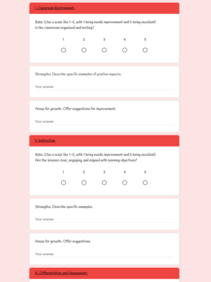 Free Peer Feedback Form for Teachers Template in Google Forms