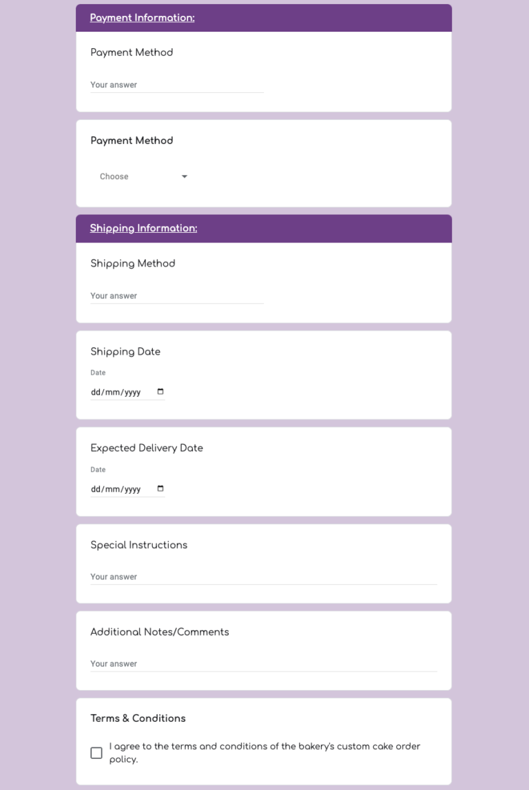 Free Product Purchase Order Form Template in Google Forms