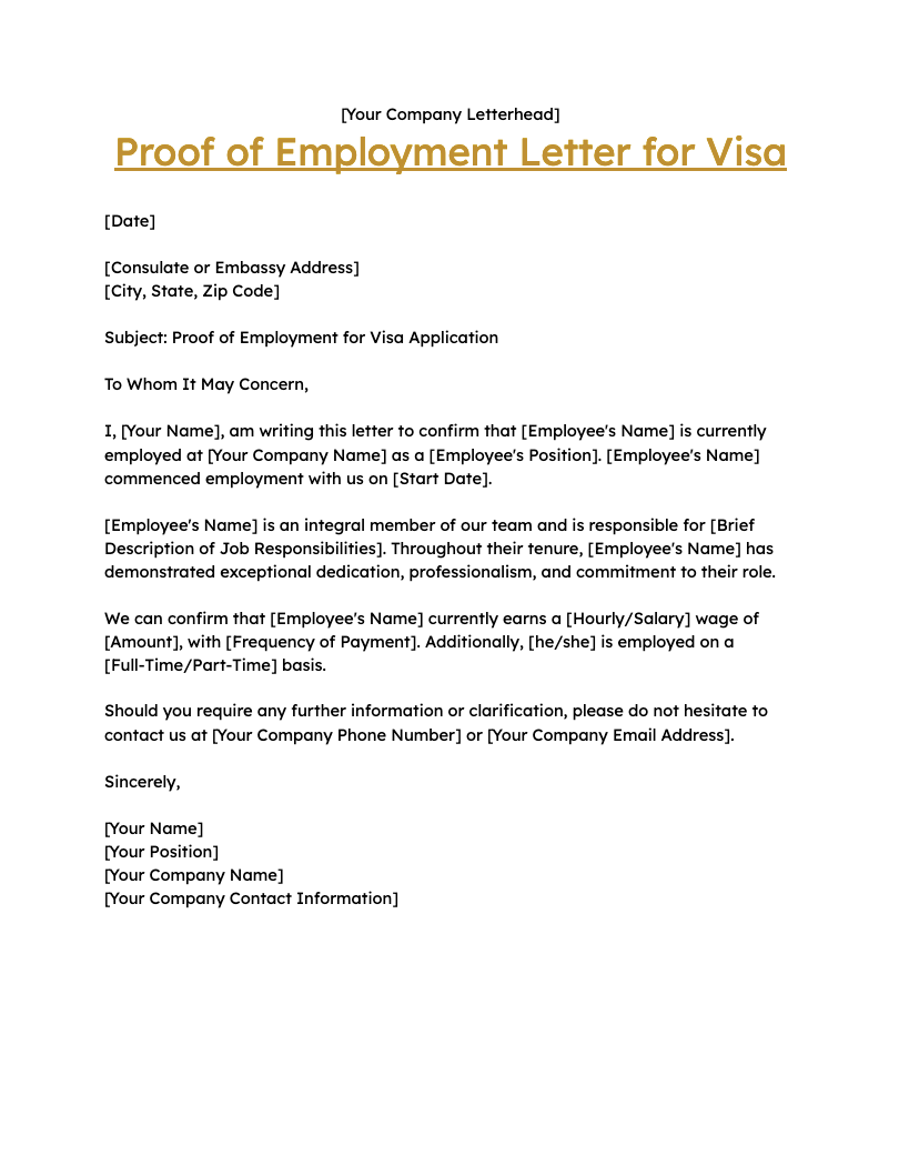 Proof of Employment Letter Format - 25+ Templates in PDF, Word, Google ...