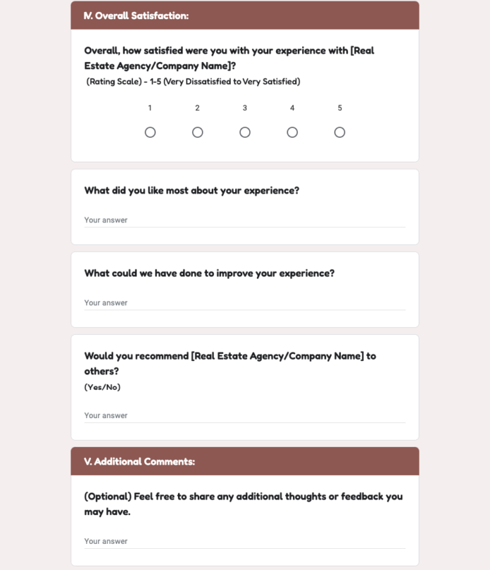 Free Real Estate Feedback Form Template in Google Forms