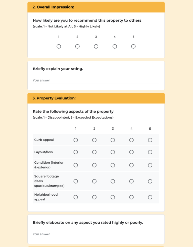 Free Real Estate Property Show Feedback Form Template in Google Forms