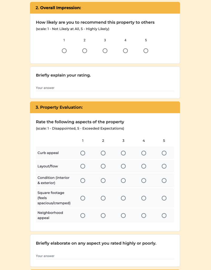 Free Real Estate Property Show Feedback Form Template in Google Forms