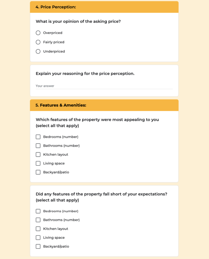 Free Real Estate Property Show Feedback Form Template in Google Forms