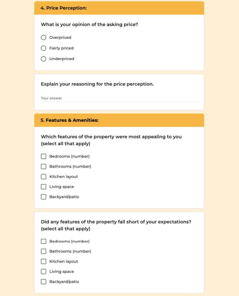 Free Real Estate Property Show Feedback Form Template in Google Forms
