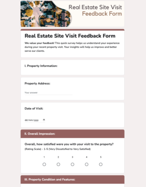 Free Real Estate Site Visit Feedback Form Template in Google Forms