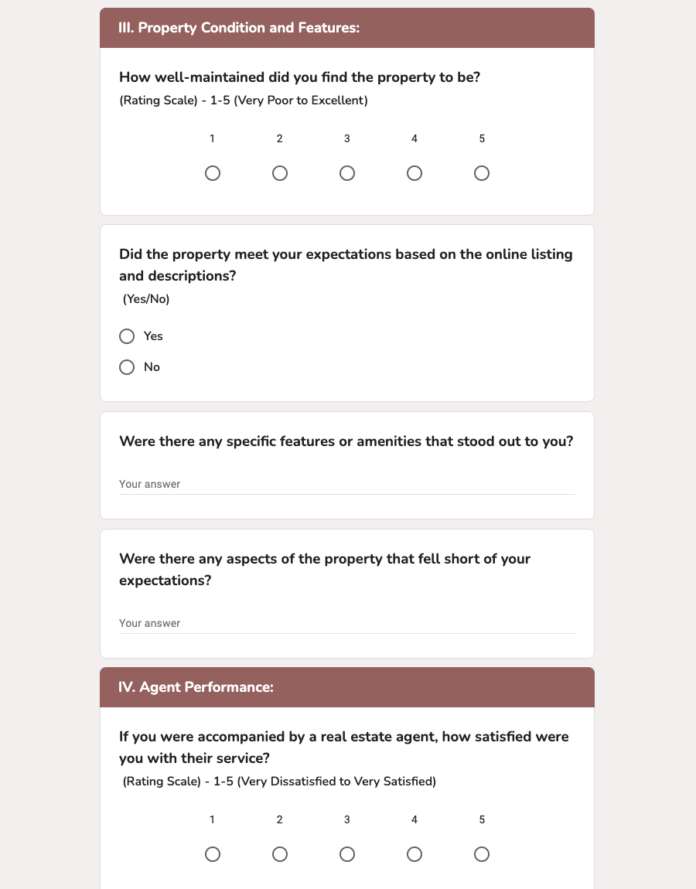 Free Real Estate Site Visit Feedback Form Template in Google Forms