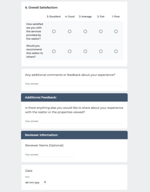 Free Realtor Feedback Form Template in Google Forms