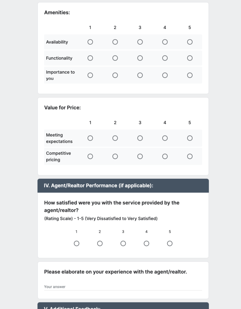 Free Residential Property Feedback Form Template in Google Forms