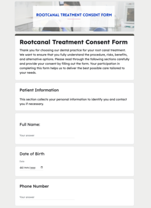 Free Rootcanal Treatment Consent Form Template in Google Forms