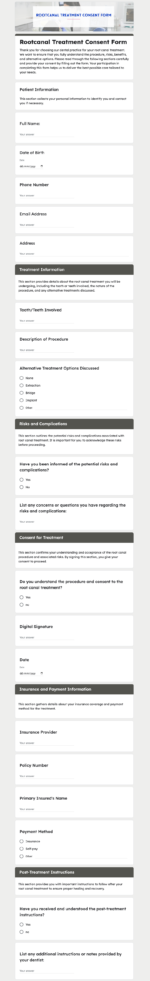 Free Rootcanal Treatment Consent Form Template in Google Forms