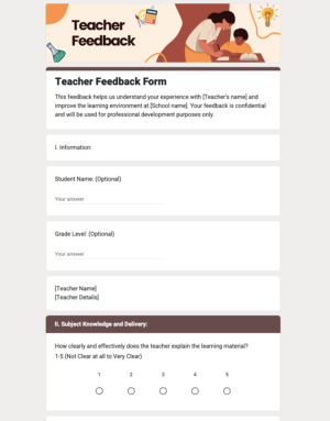 Free Teacher Feedback Form Template in Google Forms