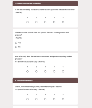 Free Teacher Feedback Form Template in Google Forms